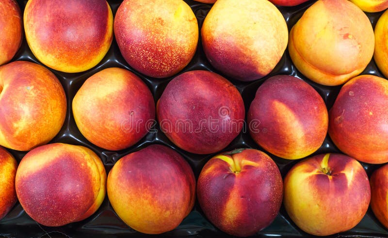 Red-yellow Nectarines in a Drawer on the Table Stock Image - Image of ...