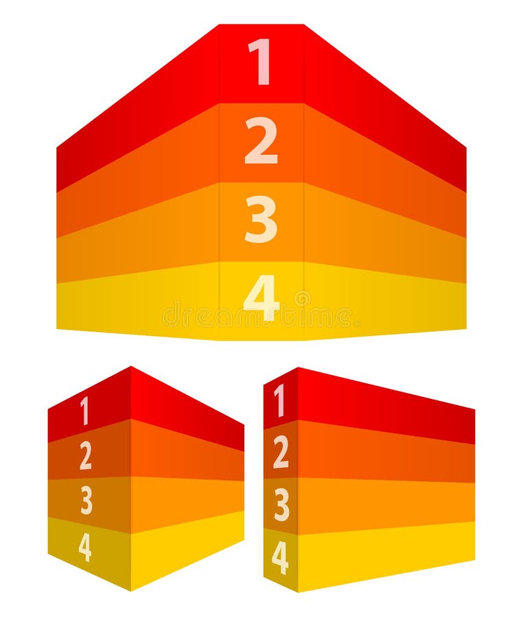Red and Yellow Numbered Rows in Perspective Like a 3d Wall Stock Vector ...