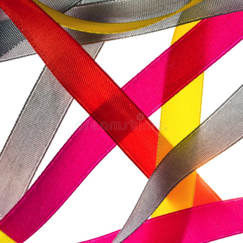 Red, Yellow, Orange, Blue Shiny Ribbons Stock Photo - Image of ...