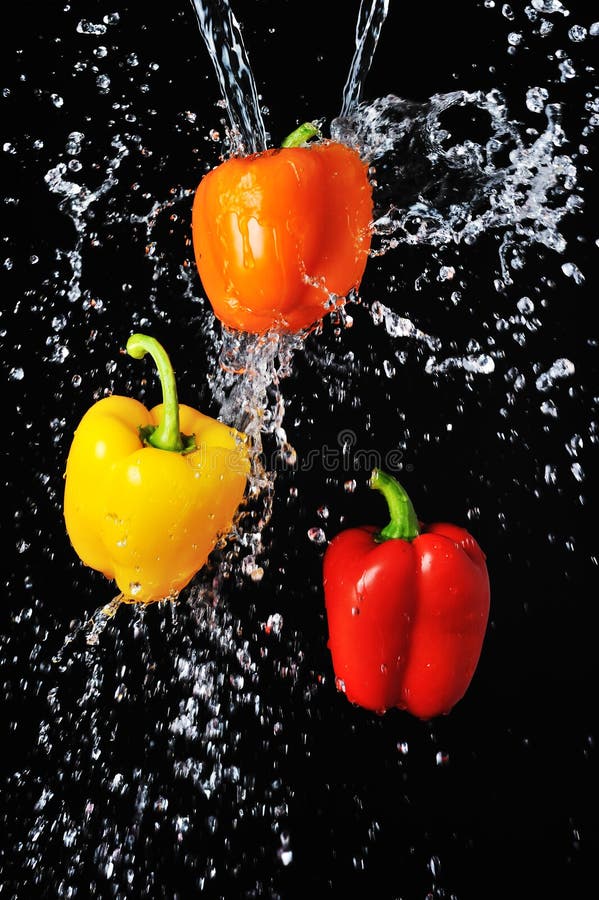 Orange With Splash On A Black Stock Photo - Image of clear, food: 29748386