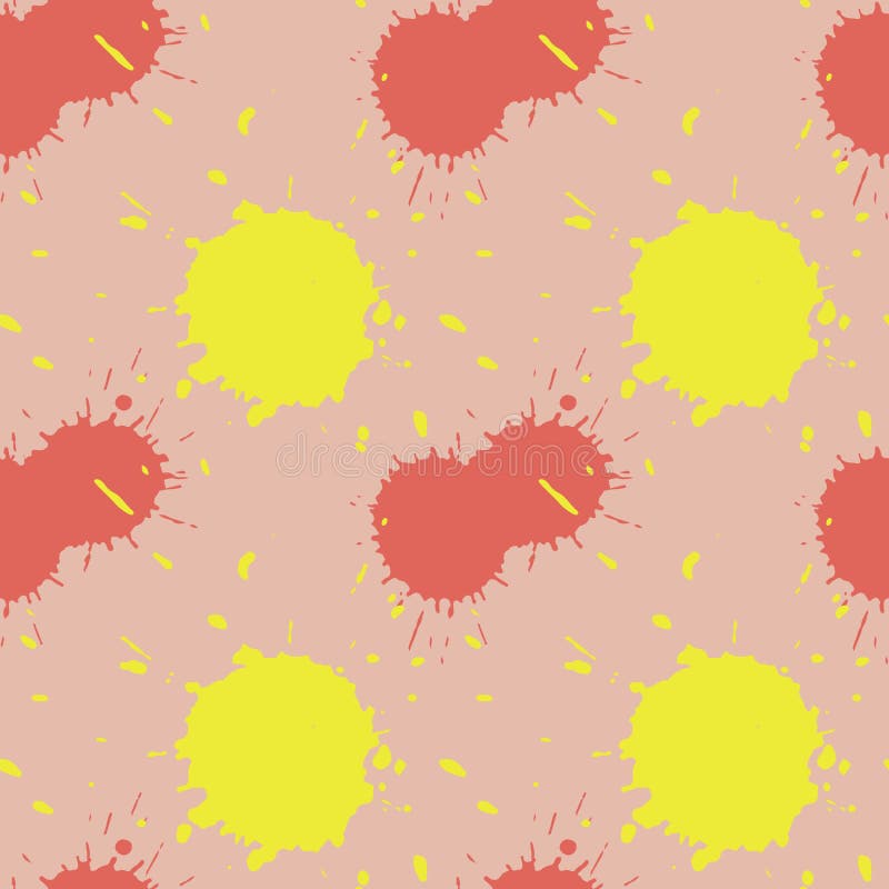 Red Yellow Paint Stains Seamless Pattern, Abstract Pattern Vector ...
