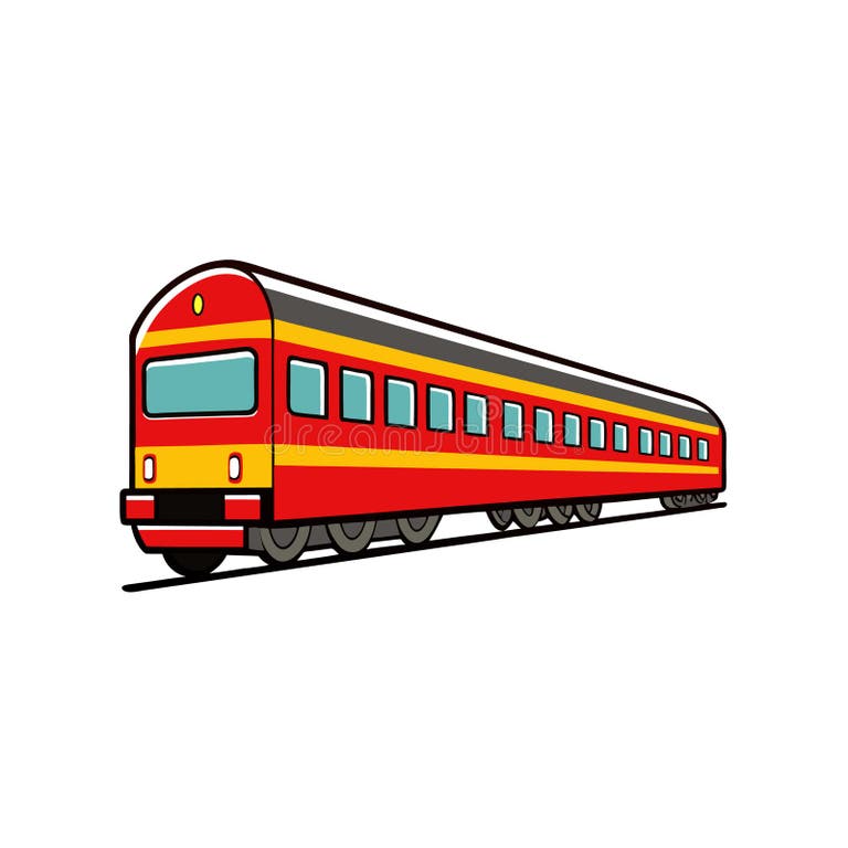 Red and Yellow Passenger Train Carriage Illustration Vector Stock ...