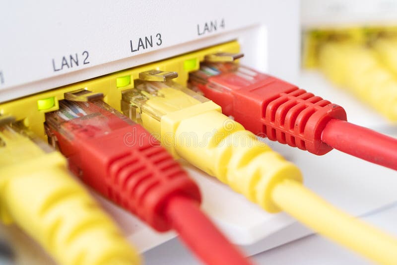 White Router Includes Two Green Cable Connectors Rg45 Stock Image ...