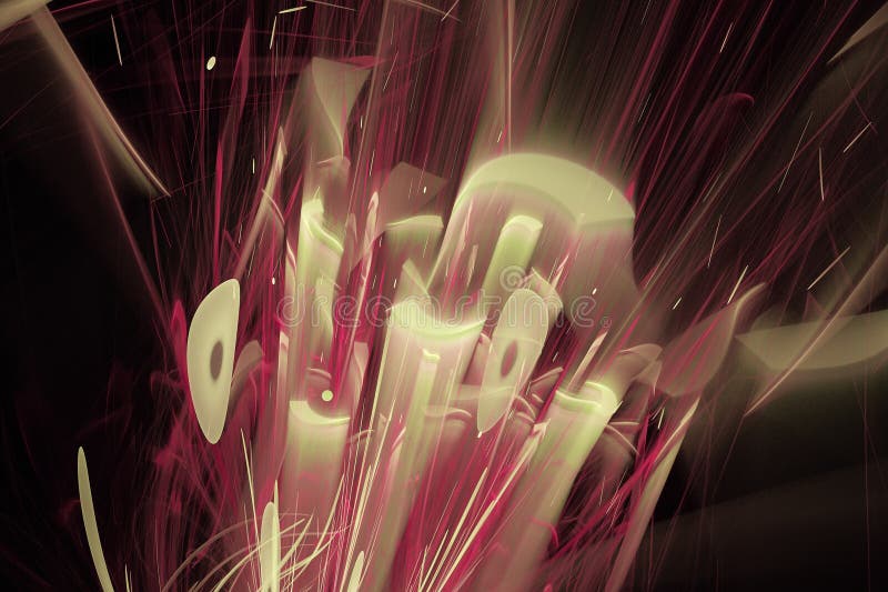 Red Yellow Pattern of Curved Shapes and Vertical Rays on a Black ...