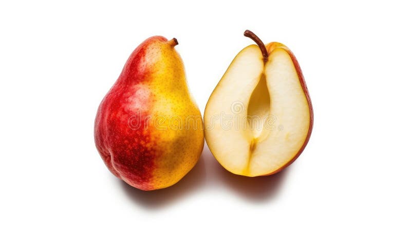 Red Yellow Pear Fruit Cut in Half. Generative AI Stock Illustration ...