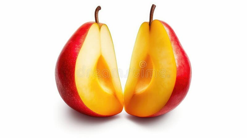 Red Yellow Pear Fruit Cut in Half. Generative AI Stock Illustration ...