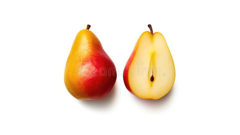 Red Yellow Pear Fruit Cut in Half. Generative AI Stock Illustration ...