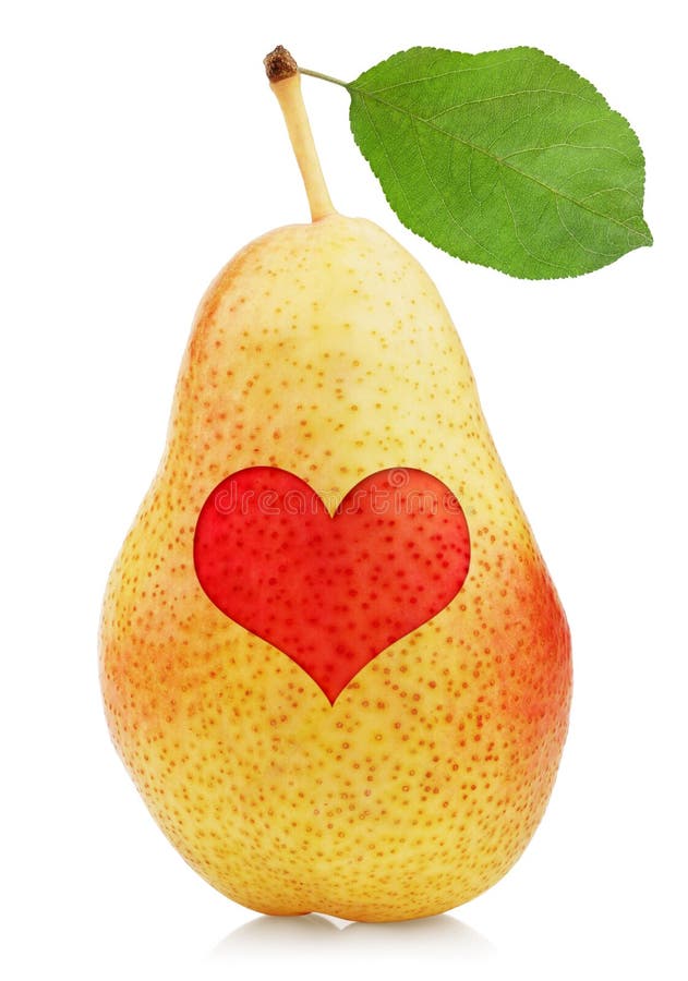 Red Yellow Pear with Heart Symbol Stock Photo - Image of food, good ...