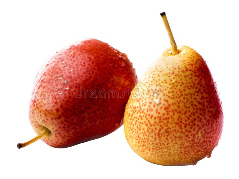 Yellow with Red Pears with Water Drops Isolated Stock Photo - Image of ...