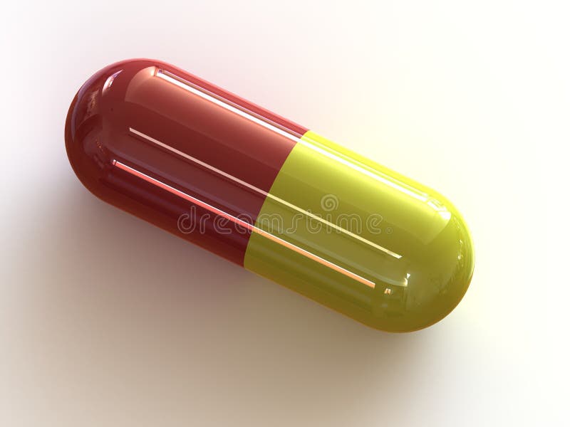 Red and yellow pill stock illustration. Illustration of pill - 26674076