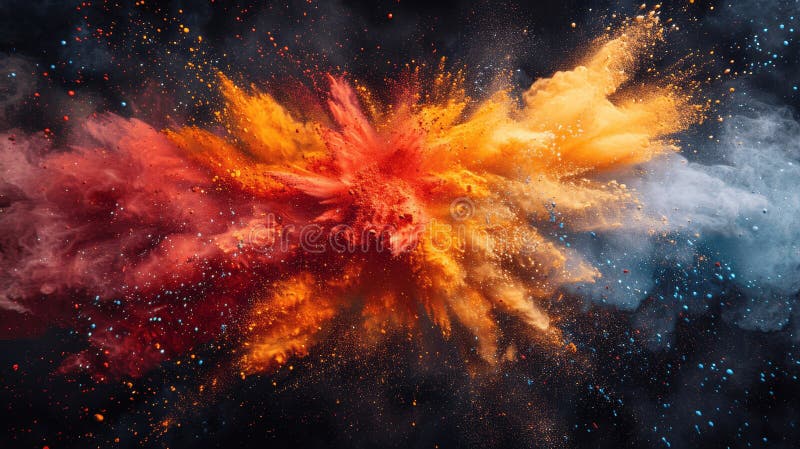 Red and Yellow Powder Explosion on Black Background - High-Speed ...