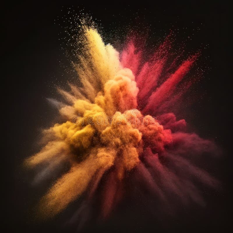 Red and Yellow Powder Explosion on Black Generative AI Stock Photo ...