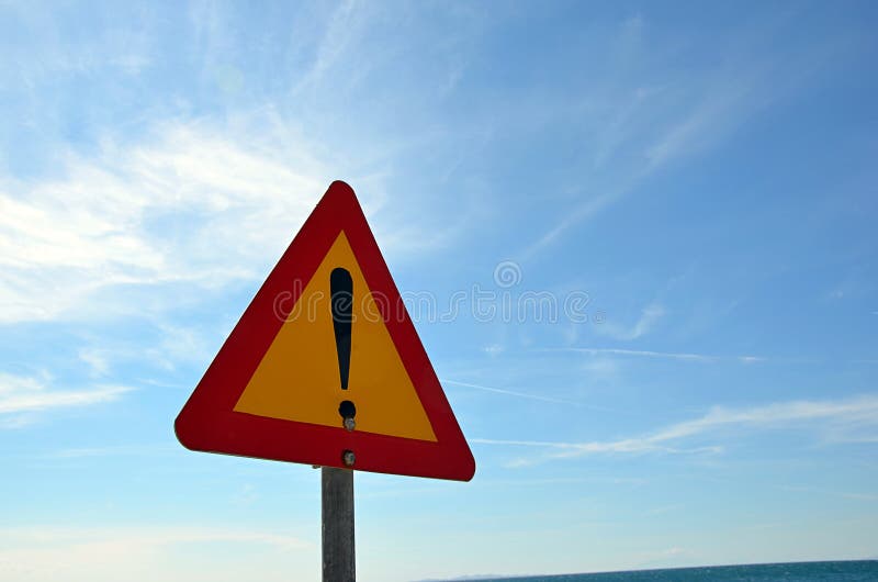 Red and Yellow Road Warning Sign Photography Stock Image - Image of ...