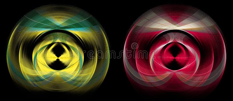 Red and Yellow Rounded Three-dimensional Elements with Colored ...