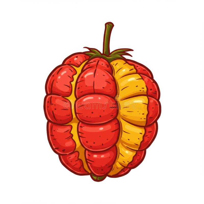 Red and Yellow Segmented Tropical Fruit Illustration Stock Illustration ...