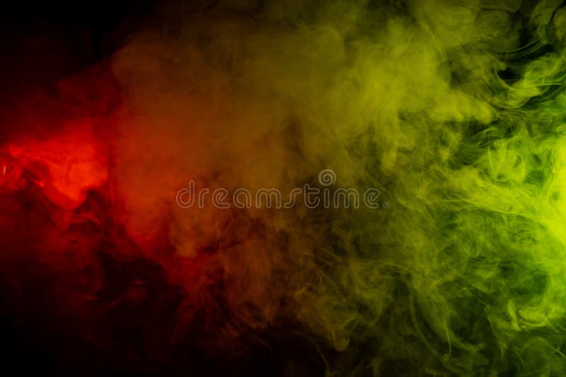 Red-yellow Smoke Spreads on a Black Background. Stock Image - Image of ...