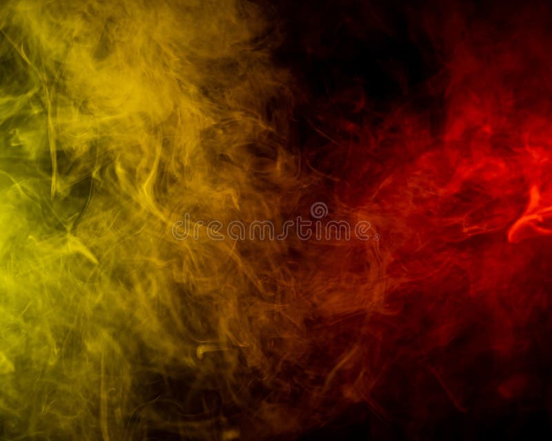Red-yellow Smoke Spreads on a Black Background. Stock Image - Image of ...