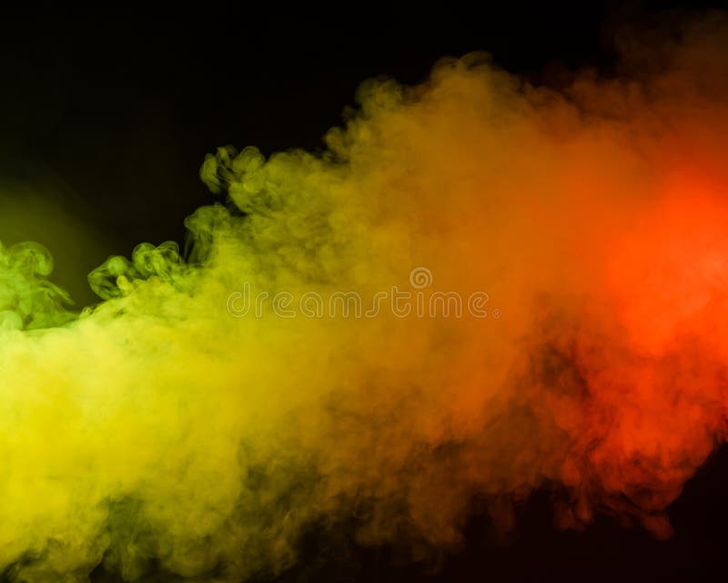 Red-yellow Smoke Spreads on a Black Background. Stock Image - Image of ...