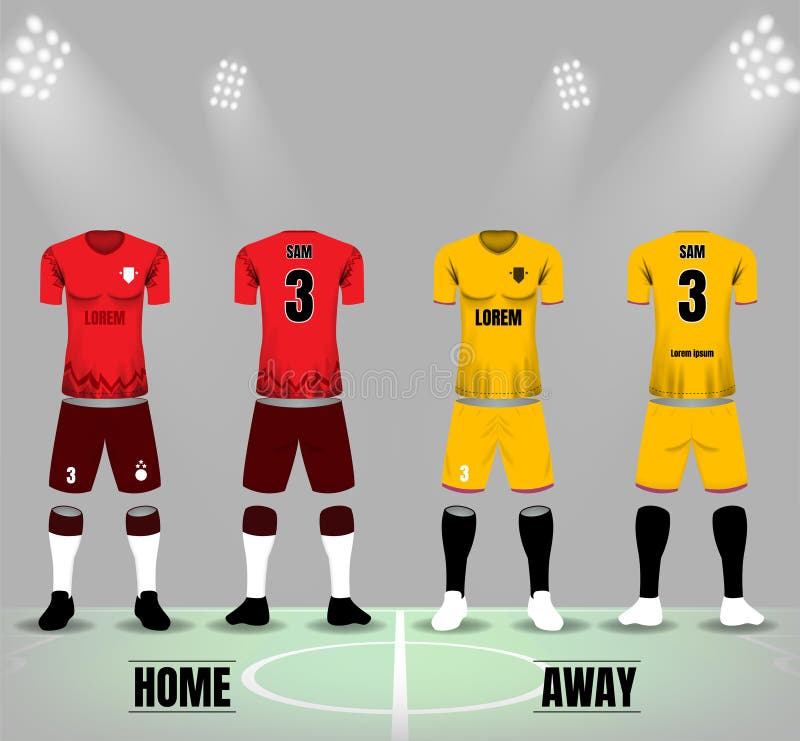 Red and Yellow Sport Uniforms on Soccer Field Stock Vector ...