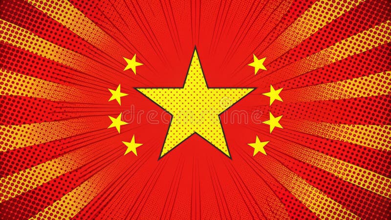 Red and Yellow Starburst with Five-Pointed Star, Red, Yellow, Star ...