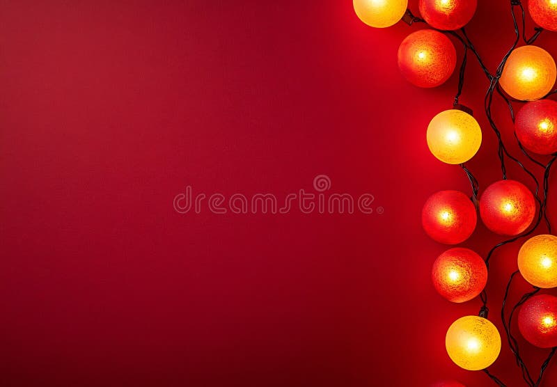 Red and Yellow String Lights on Red Background High Quality Image Stock ...