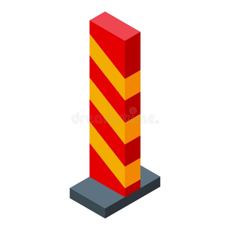 Red and Yellow Striped Traffic Bollard Standing on a Square Base Stock ...
