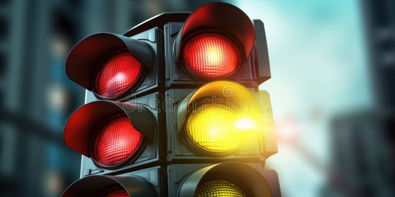 Red and Yellow Traffic Light Stock Image - Image of signal, public ...