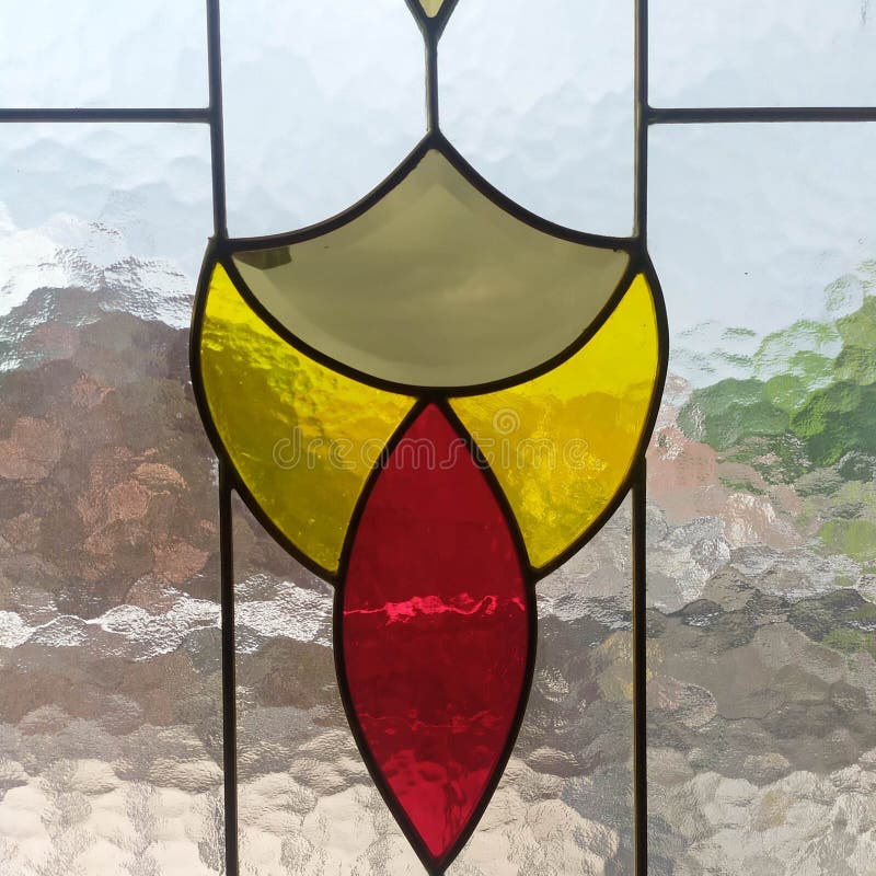 A Red, Yellow and Transparent Glass Pane Stock Image - Image of ...