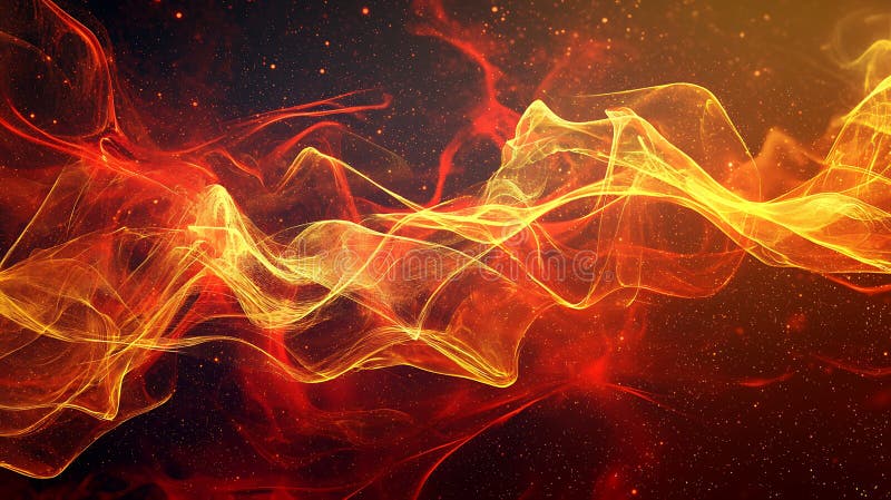 A Red and Yellow Wave of Fire with a Black Background Stock Photo ...