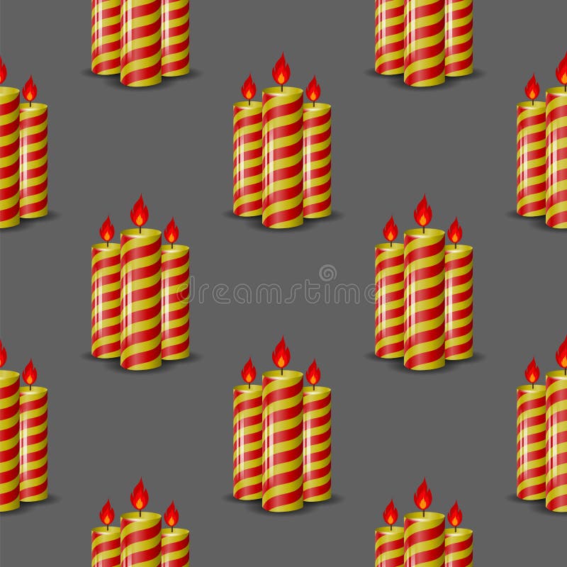 Red Yellow Wax Candles Seamless Pattern Stock Vector - Illustration of ...