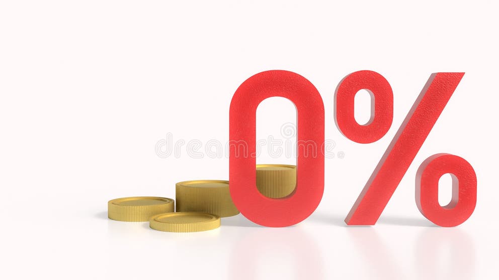 The Red Zero Percent for Business Concept 3d Rendering Stock ...
