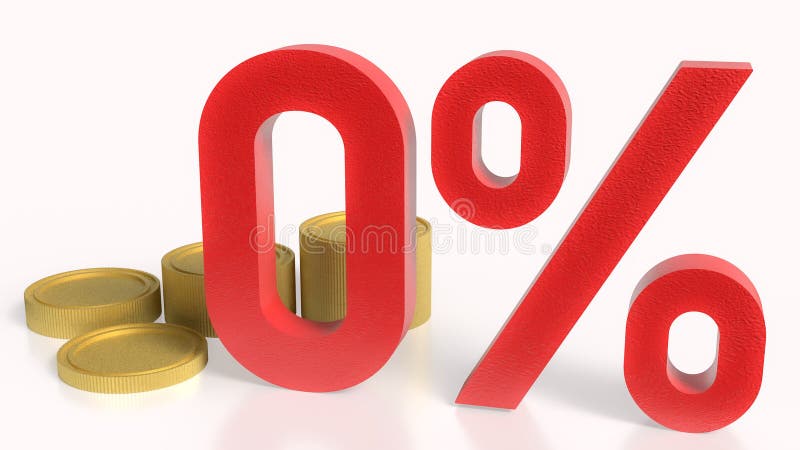 The Red Zero Percent for Business Concept 3d Rendering Stock ...