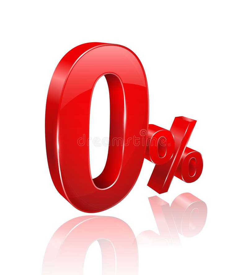 Red Zero percent 3D style. stock illustration. Illustration of price ...