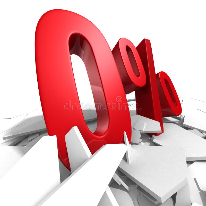 Zero Percent Red Curved Sign on White Background Stock Illustration ...