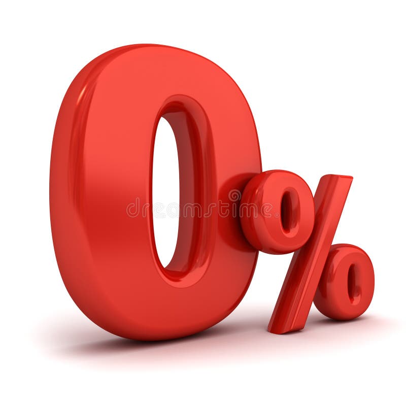 Red Zero Percent or 0 Isolated Over White Background Stock Illustration ...