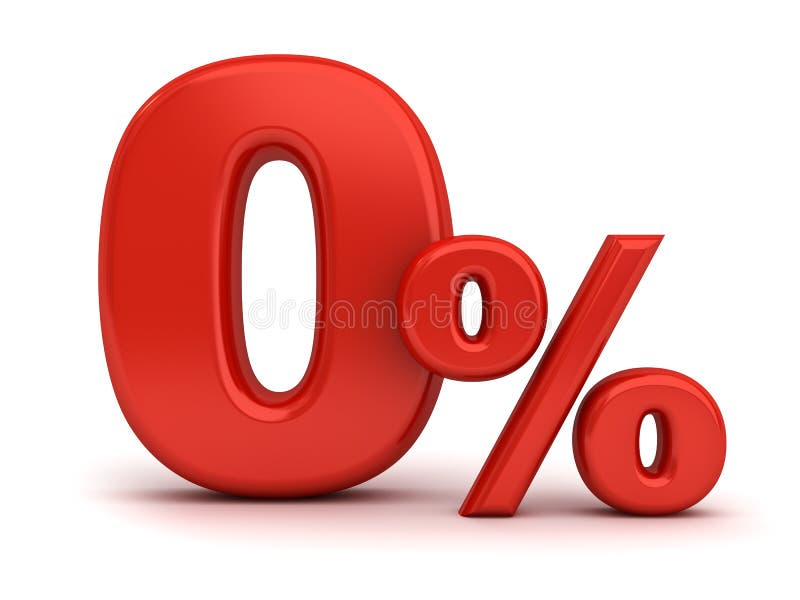 Red Zero Percent or 0 Isolated Over White Background Stock Illustration ...