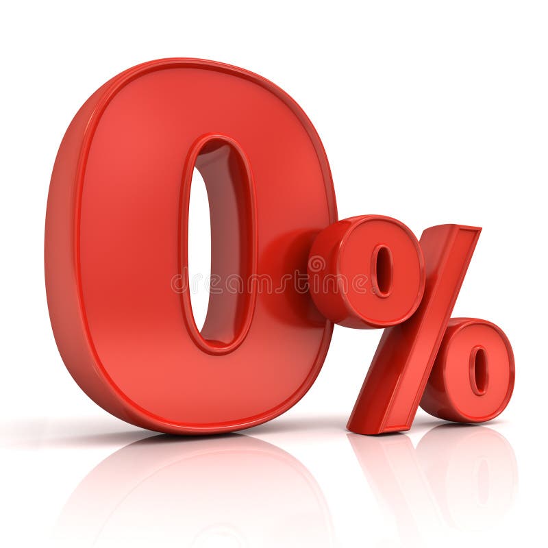 Red Zero Percent or 0 Isolated Over White Background Stock Illustration ...