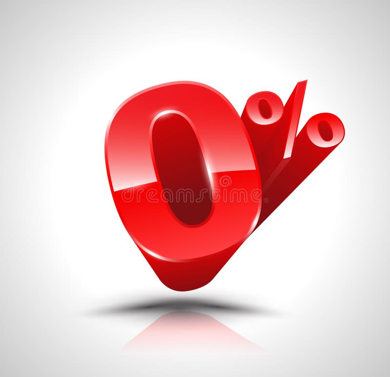 Red zero percent or 0 stock vector. Illustration of advertising - 79136284