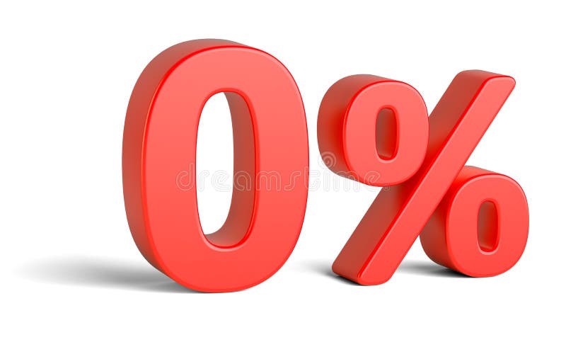 Red Zero Percent Sign on White Background Stock Image - Image of buying ...