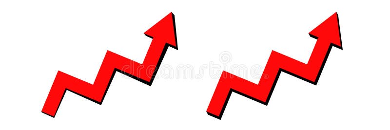Red Zigzag Arrows Pointing Upward Indicating Growth or Increase Stock ...