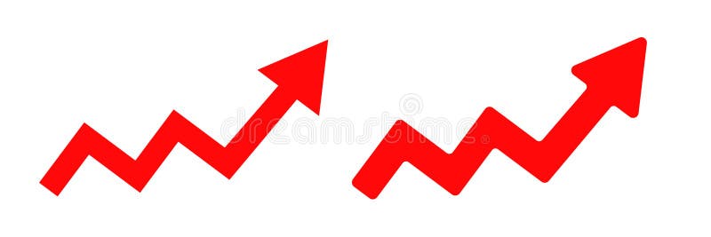 Red Zigzag Arrows Pointing Upwards Indicating Growth Stock Vector ...