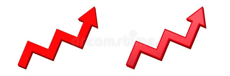 Red Zigzag Arrows Upward Showing Growth and Success Stock Illustration ...