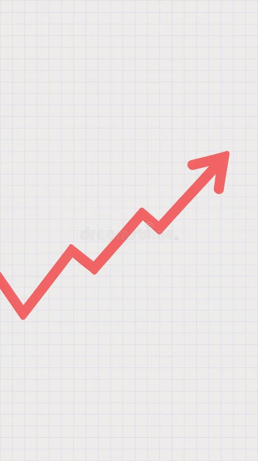 Red Zigzag Line Chart Rises, Dips, and Ascends on White Grid Background ...