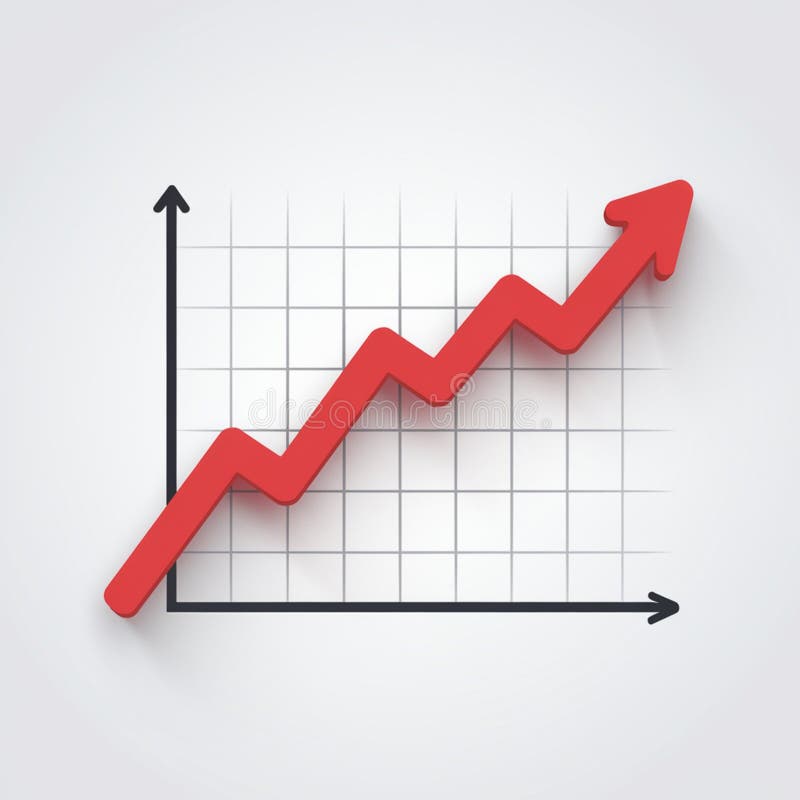 Red Zigzag Line on Clean White Grid Shows Data Growth Stock ...