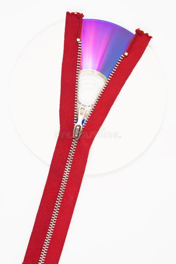 Red zipper on CD stock image. Image of secret, mask, optical - 7913633