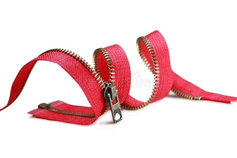 Red Zipper on a White Background Stock Image - Image of garments ...