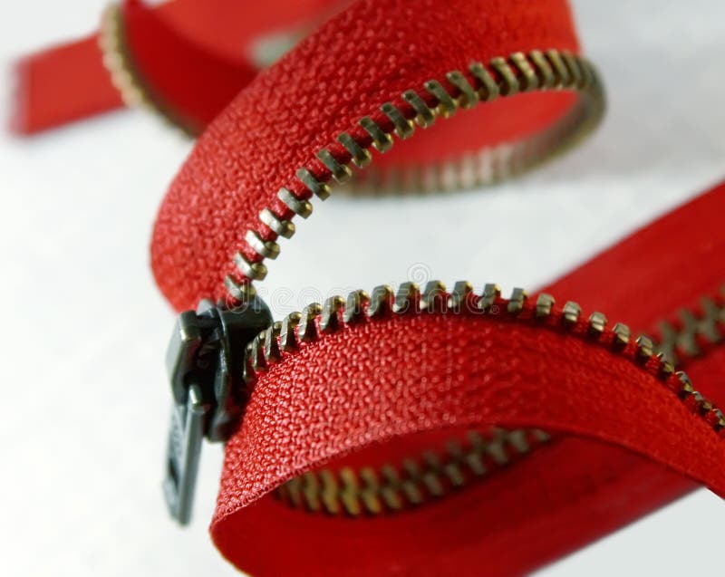 Red Zipper on a White Background Stock Photo - Image of separately ...