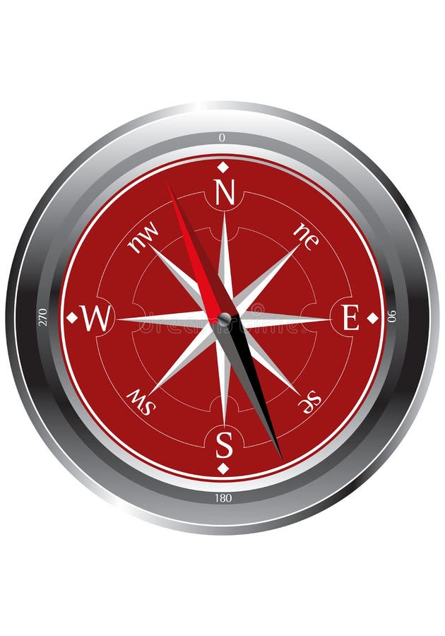 Redcompass.eps stock vector. Illustration of south, symbol - 12015362