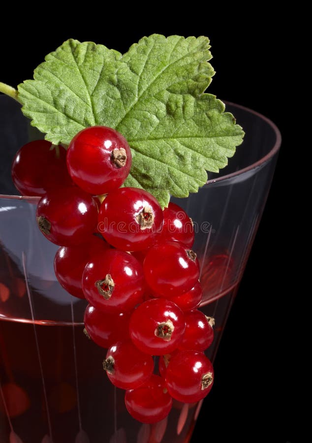 Redcurrant no vidro imagem de stock. Imagem de baga, folha - 23473147