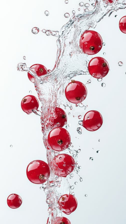 Redcurrants Floating in Water Splash on White Background Stock Photo ...